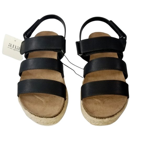 a.n.a | Shoes | Ana Women Eliza Wedge Sandals Carmine Black 85 M | Poshmark